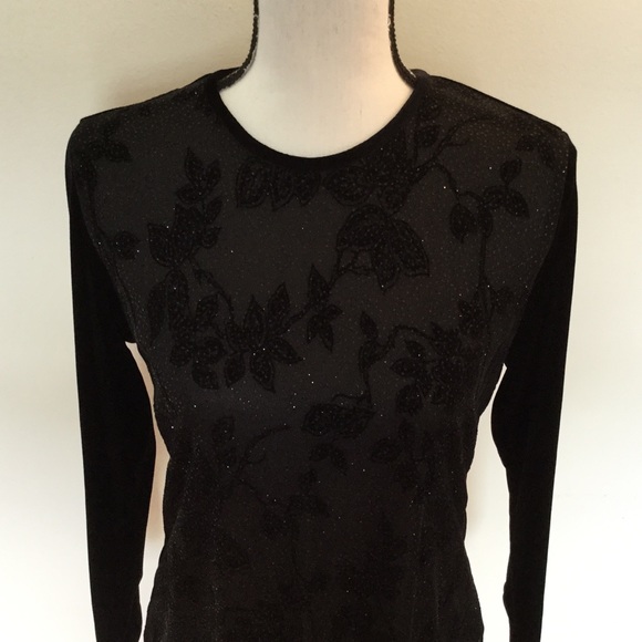 Notations | Tops | Notations Clothing Co Black Glitter Beaded Blouse ...
